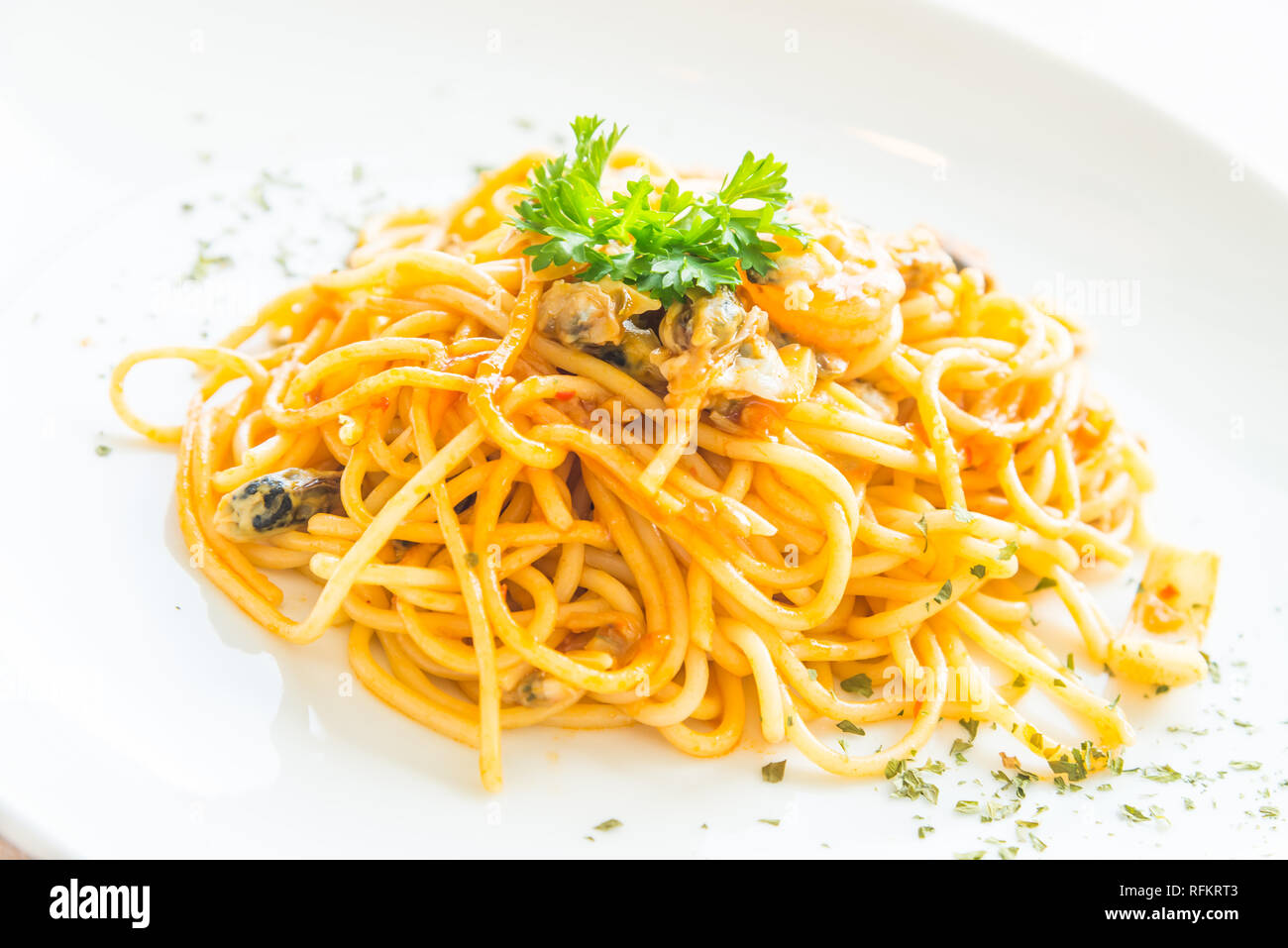 Spicy Spaghetti seafood , italian food Stock Photo - Alamy
