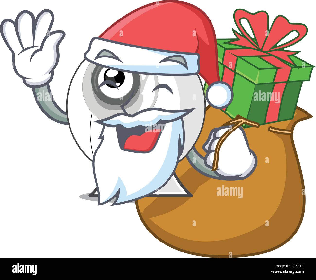 Santa with gift cartoon webcam in funny that shape vector illustration ...