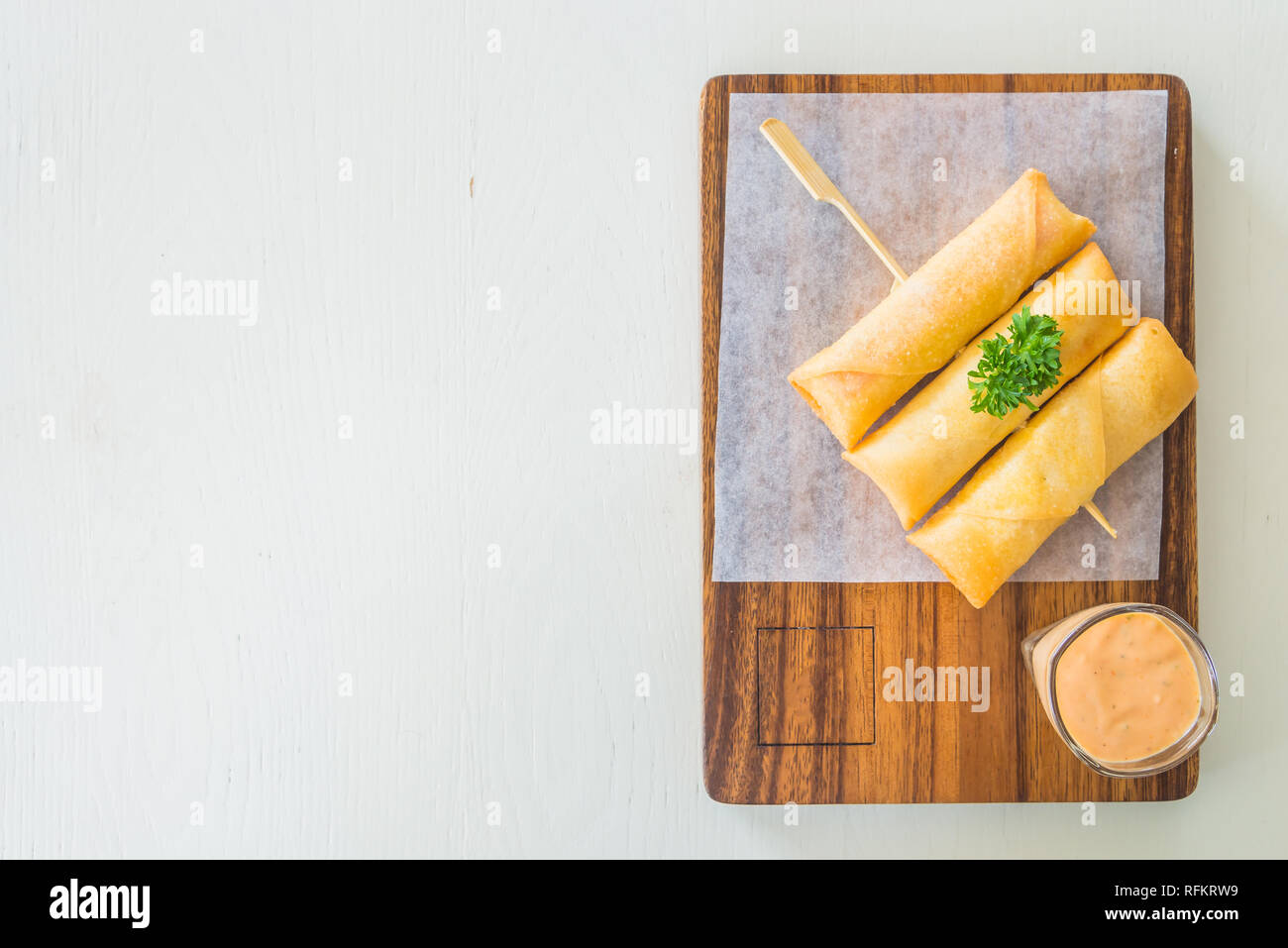 Top of view on Fried Spring rolls , Chinese and vietnam food Stock ...