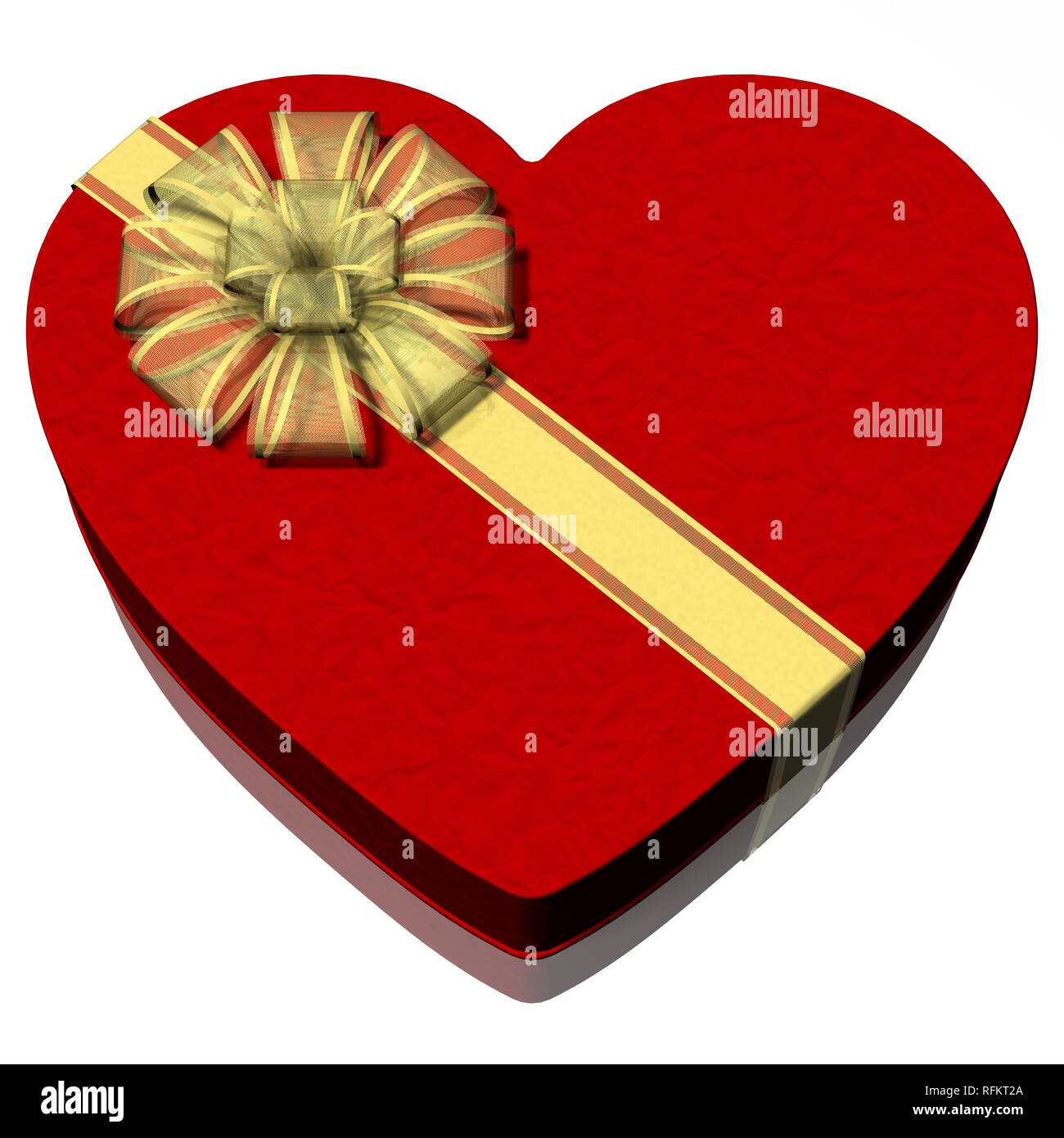 3D illustration. Gift package in the shape of heart. Red on a white ...