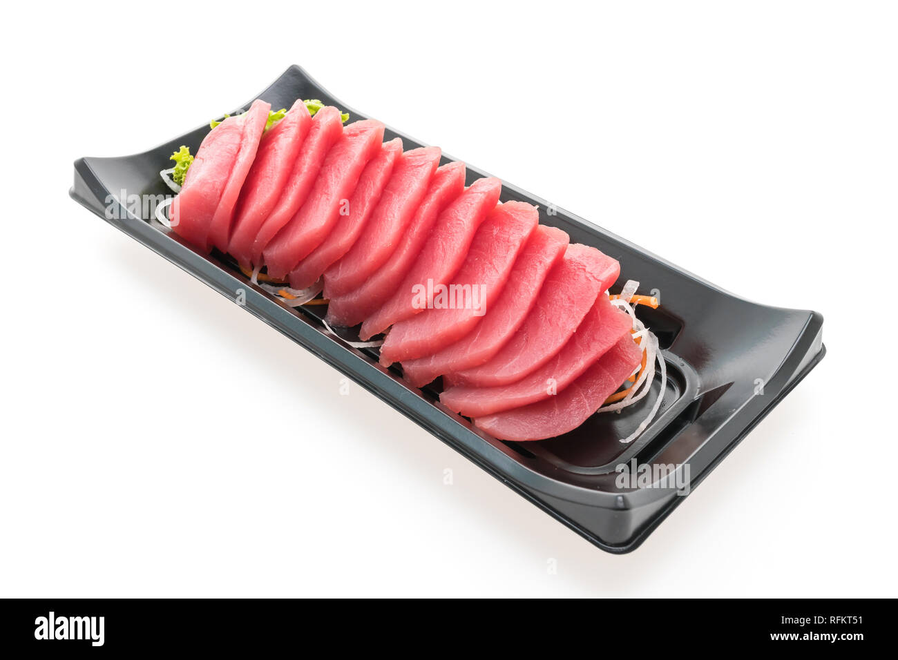 Raw fresh Tuna sashimi fish in black box isolated on white background ...