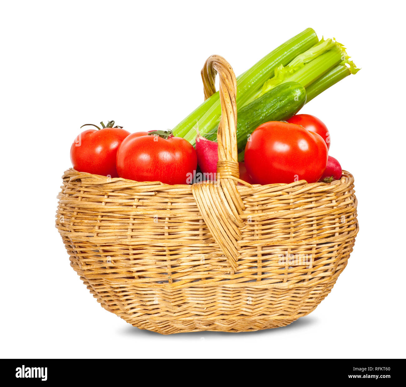 spring fresh and ripe vegetables in basket on white background Stock ...