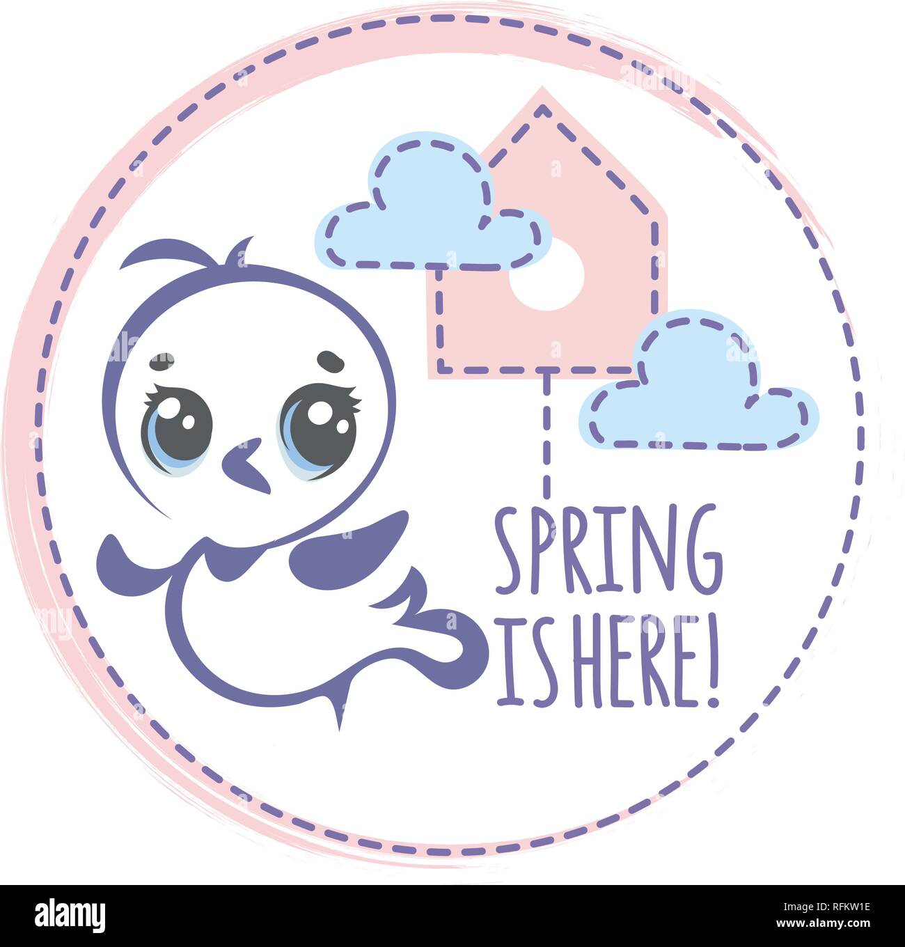 SPRING BIRD LOGO Cartoon Vector Illustration Business Set for Print ...