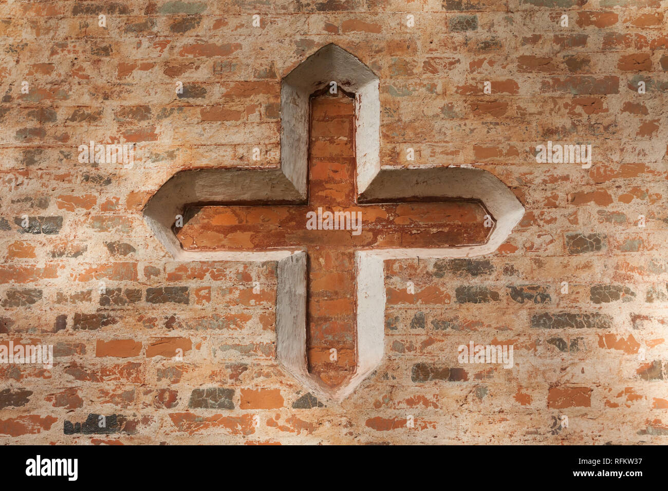 Brick wall of old chapel at cemetery in Finland Stock Photo - Alamy