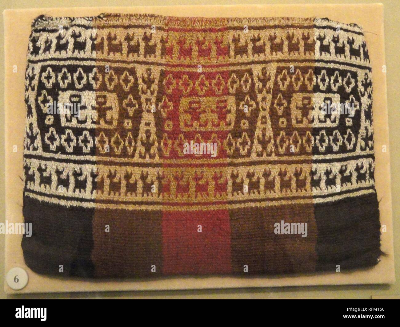 Bag, natural and dyed camelid fiber, Inka style, Chancay Valley Stock ...