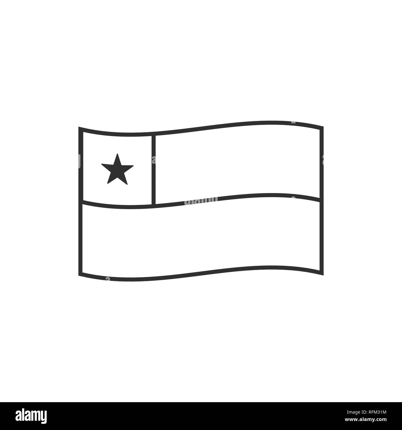 Chile flag icon in black outline flat design. Independence day or ...