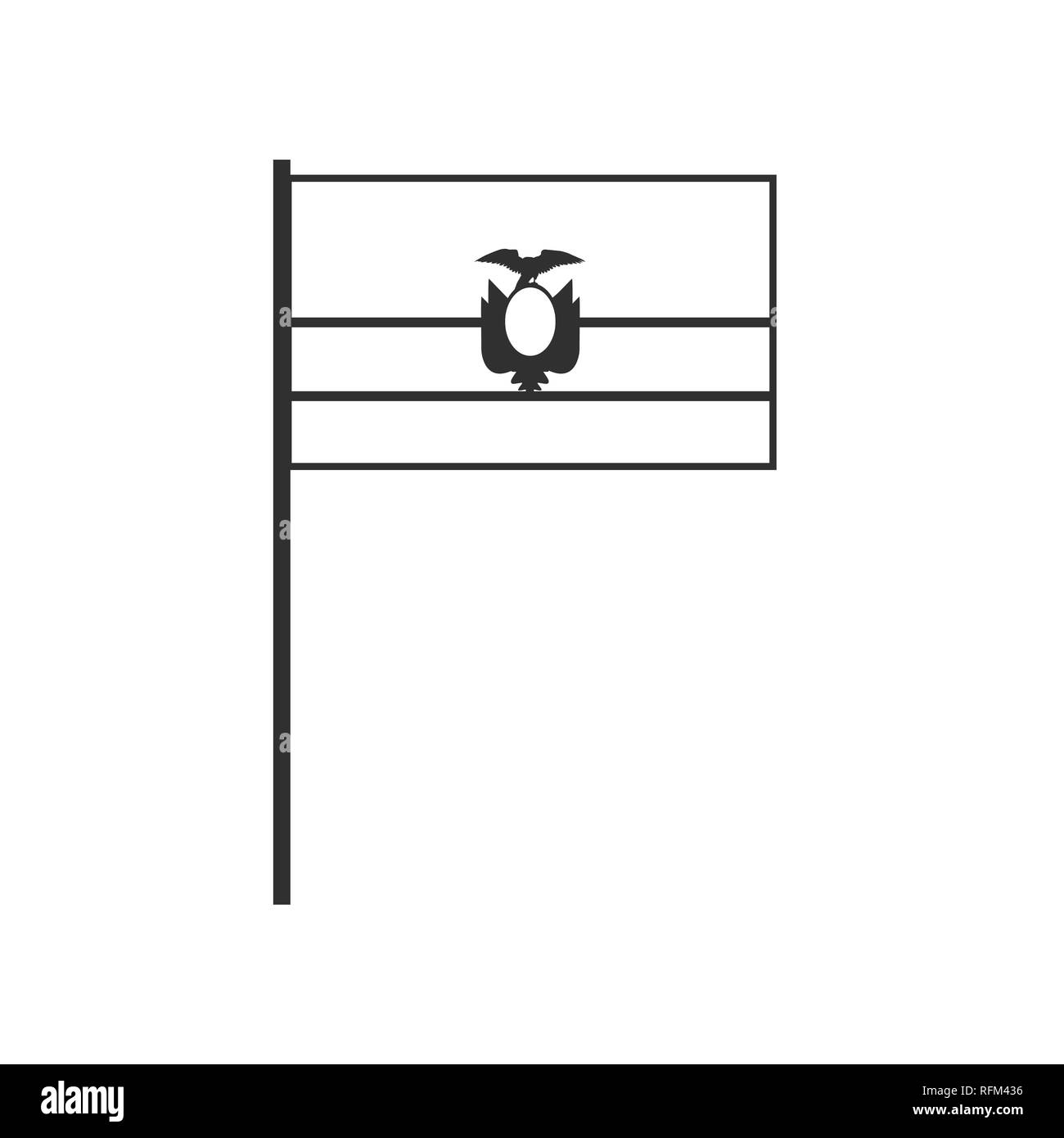 Ecuador flag icon in black outline flat design. Independence day or ...