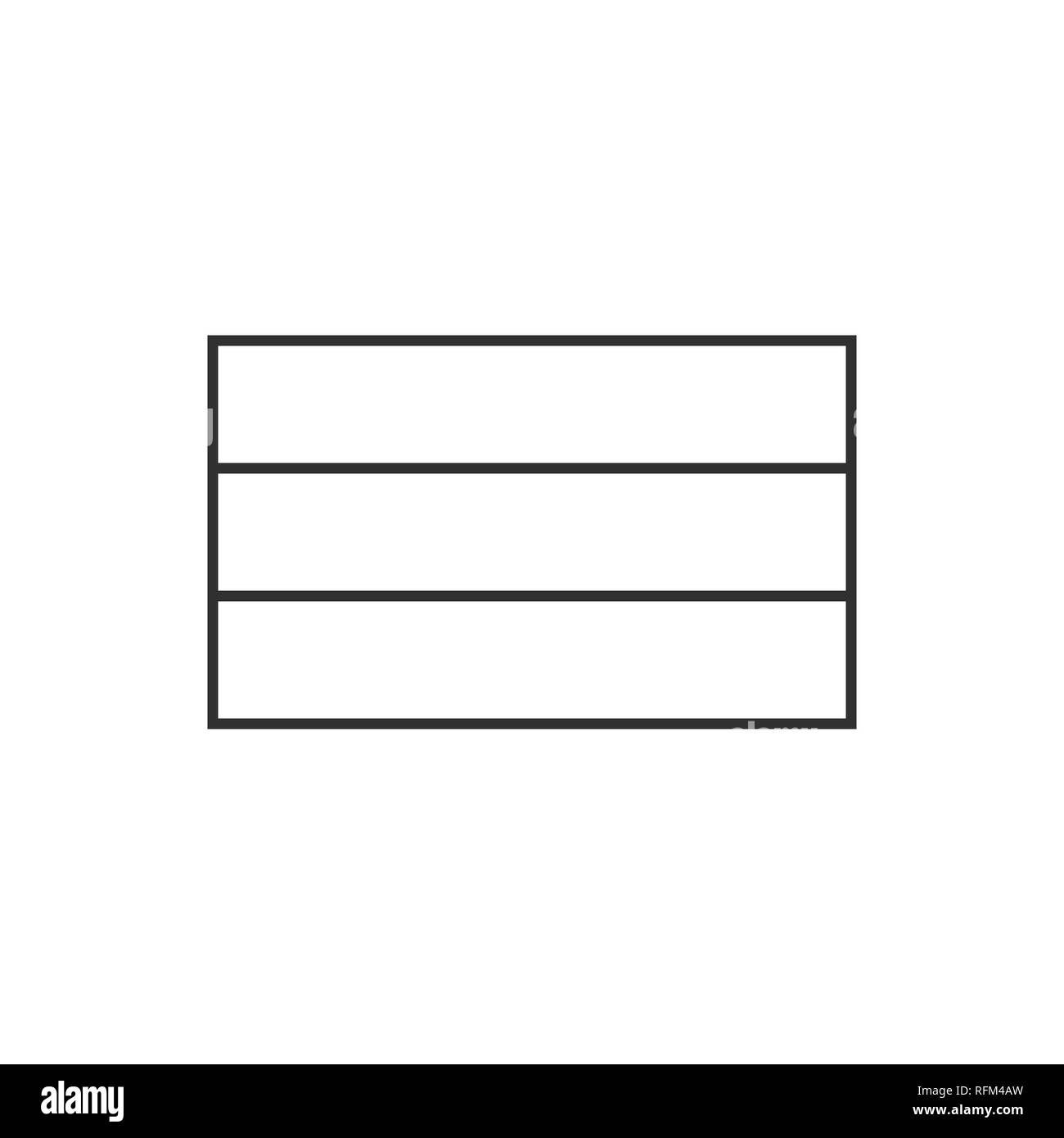 Horizontal triband country flag icon in black outline flat design ...