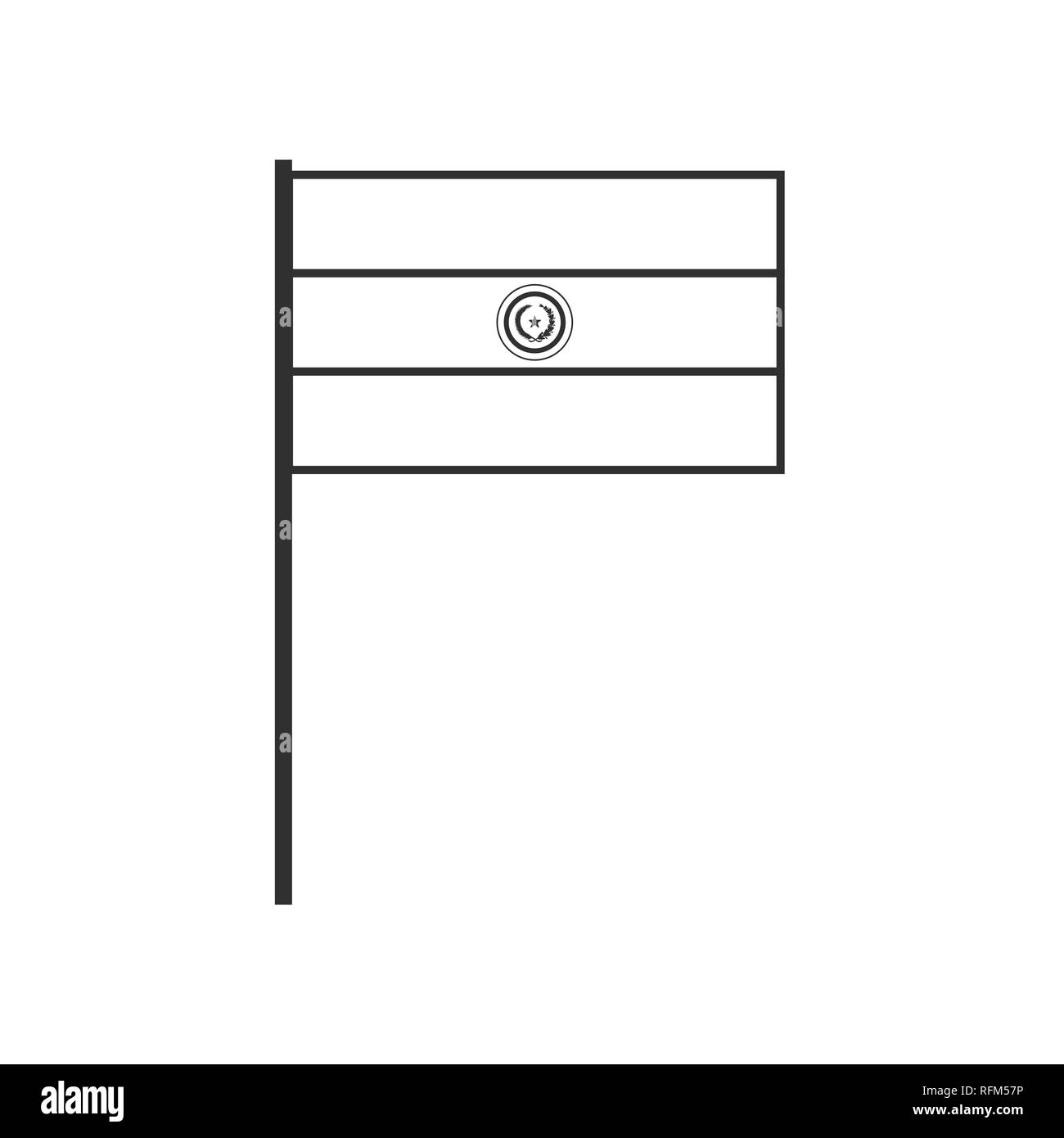 Paraguay flag icon in black outline flat design. Independence day or ...