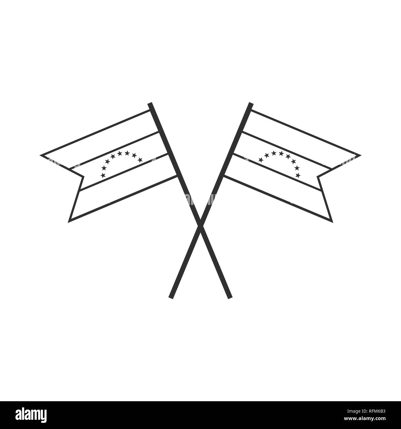 Venezuela flag icon in black outline flat design. Independence day or ...