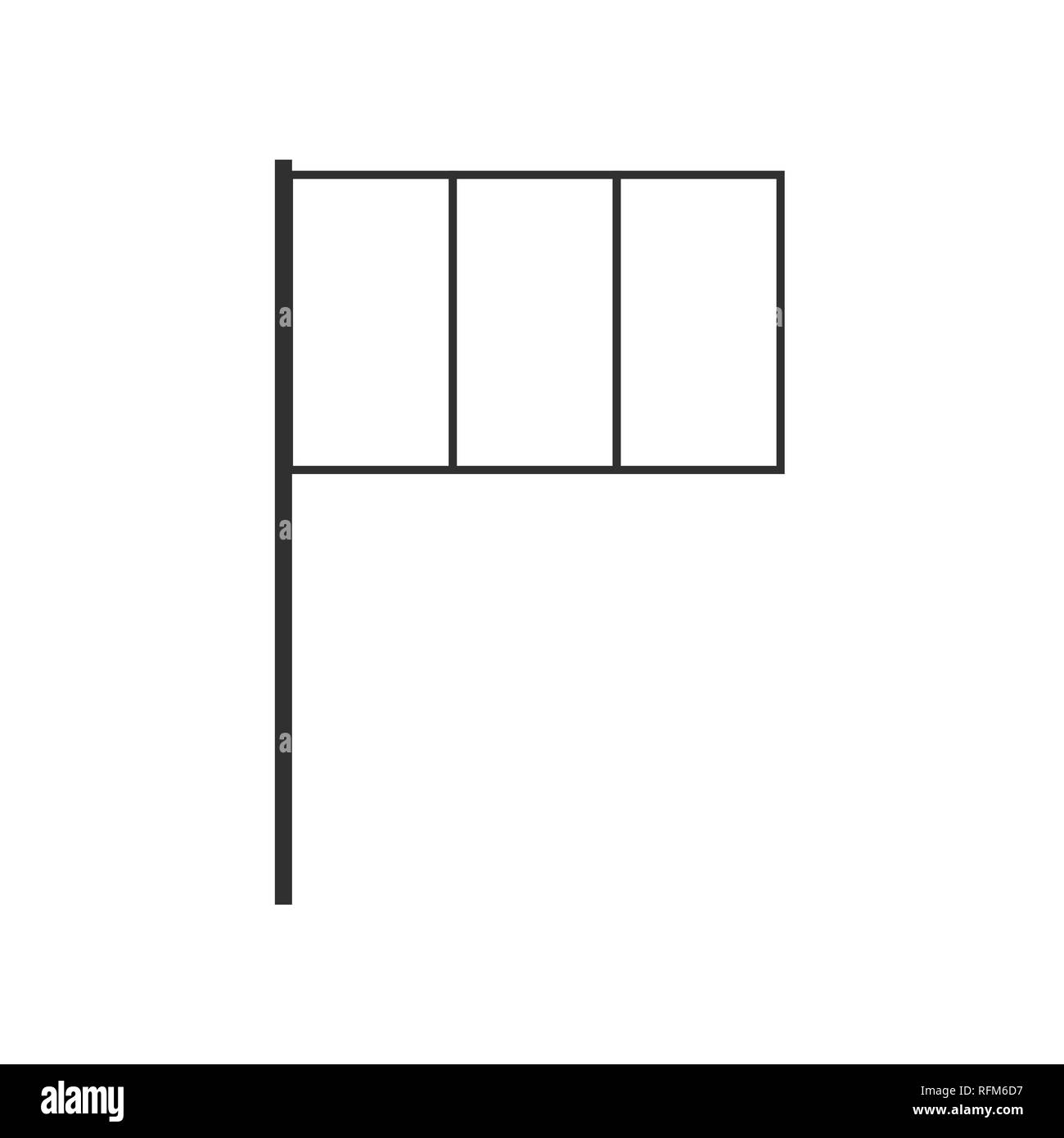 Vertical triband country flag icon in black outline flat design ...