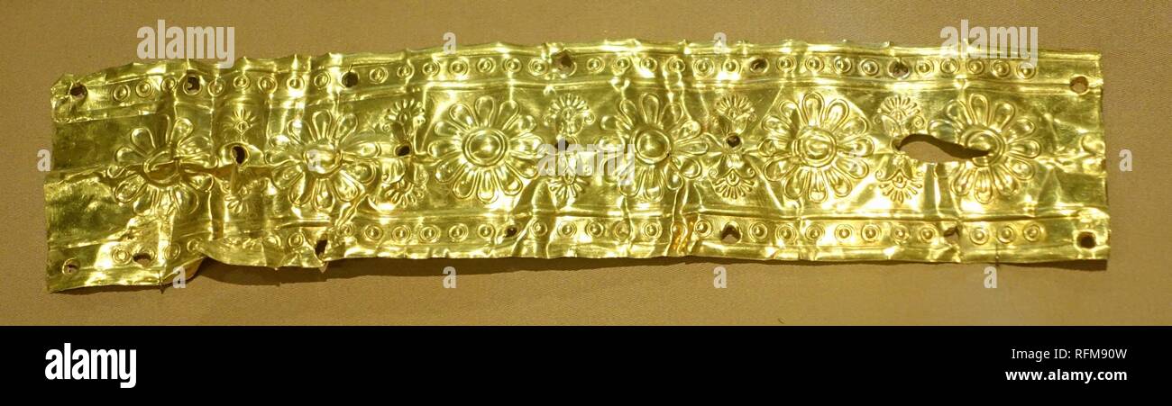 Band with twelve-petaled rosettes - Achaemenid gold, Persepolis, 550 ...