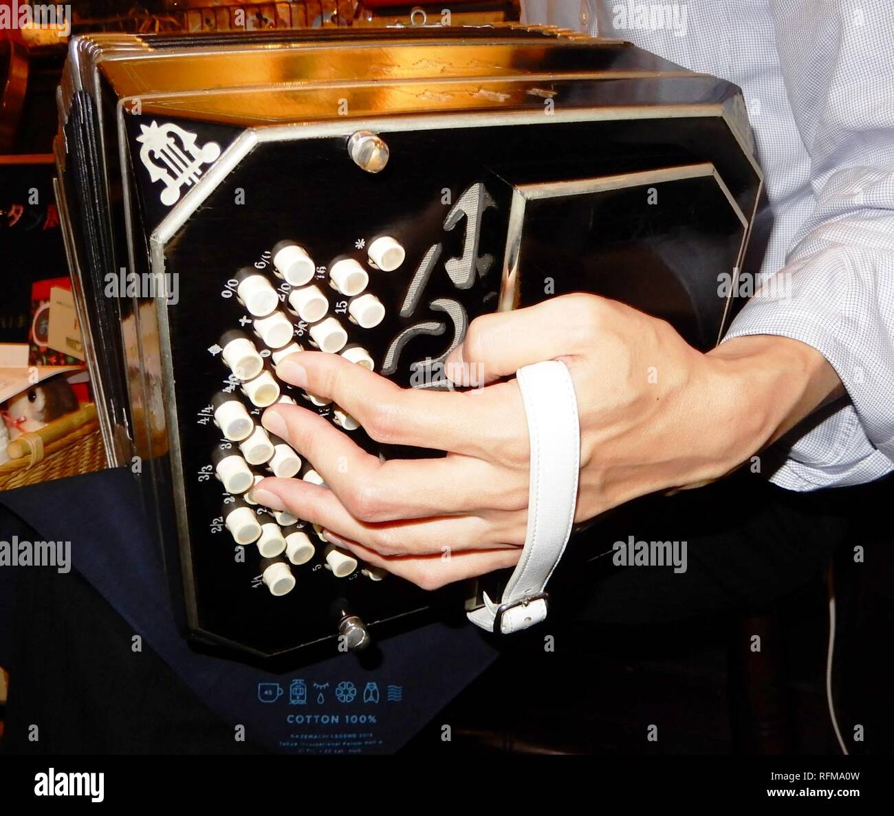 Bandoneon Alfred Arnold left hand Stock Photo - Alamy