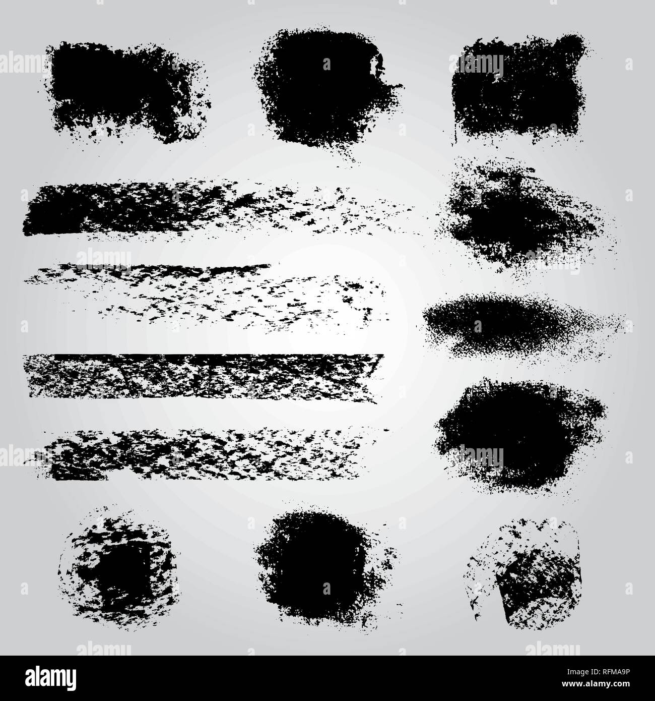 Set of black brush smears. Vector illustration. Grunge texture Stock ...