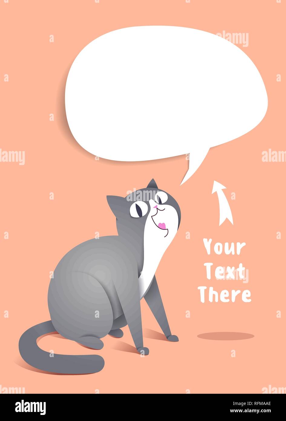 Funny character Cat saying. Vector illustration with comic bubble for ...