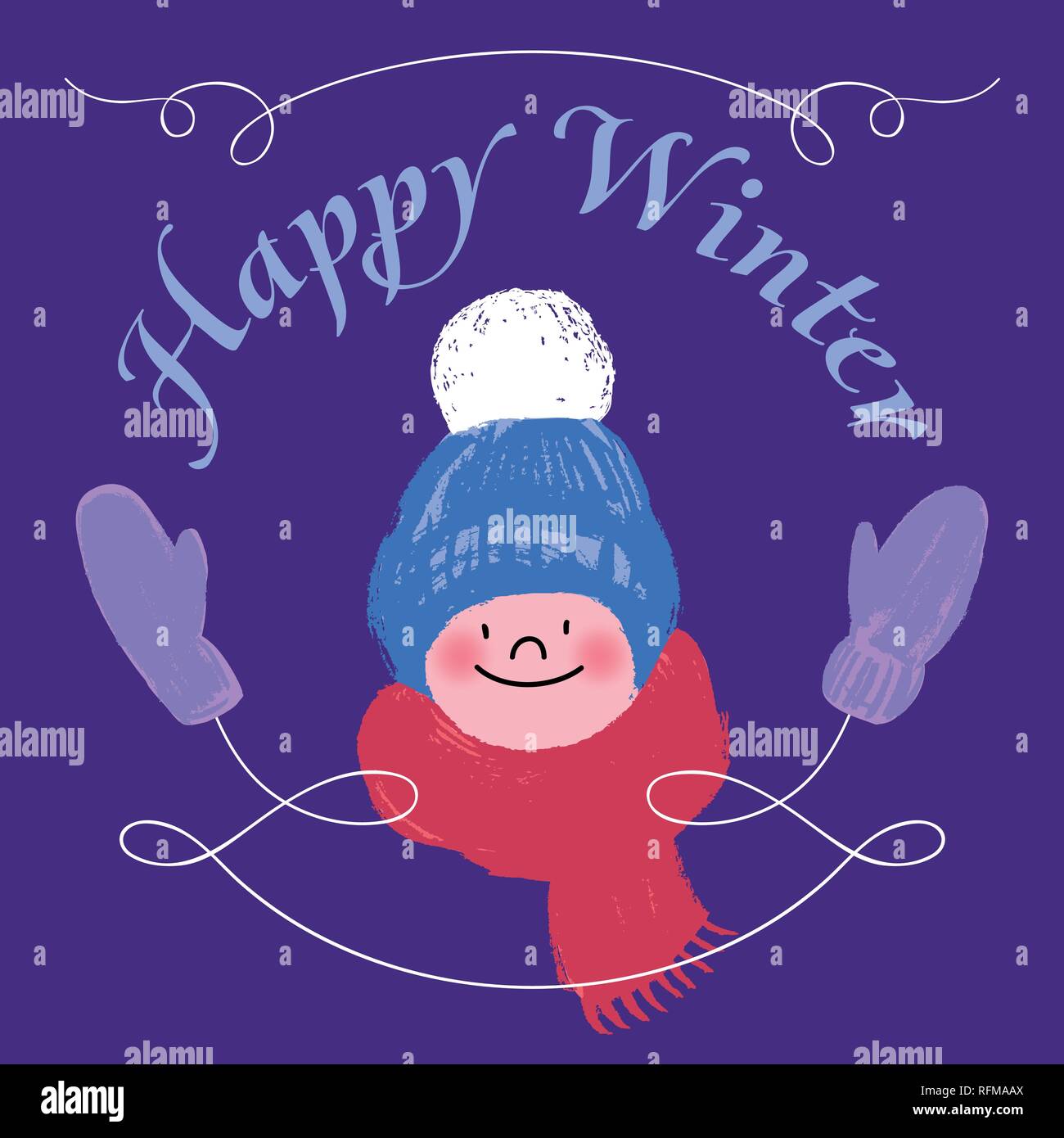 Happy winter. Cute kids character. Vector illustration Stock Vector ...