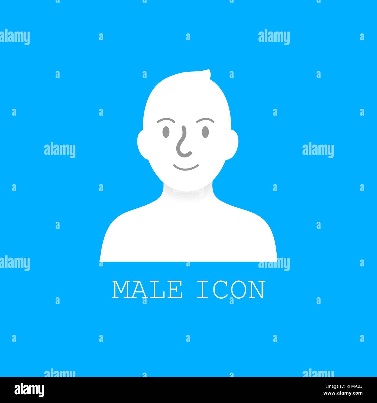 Man default avatar, flat cheerful user profile picture on blue ...