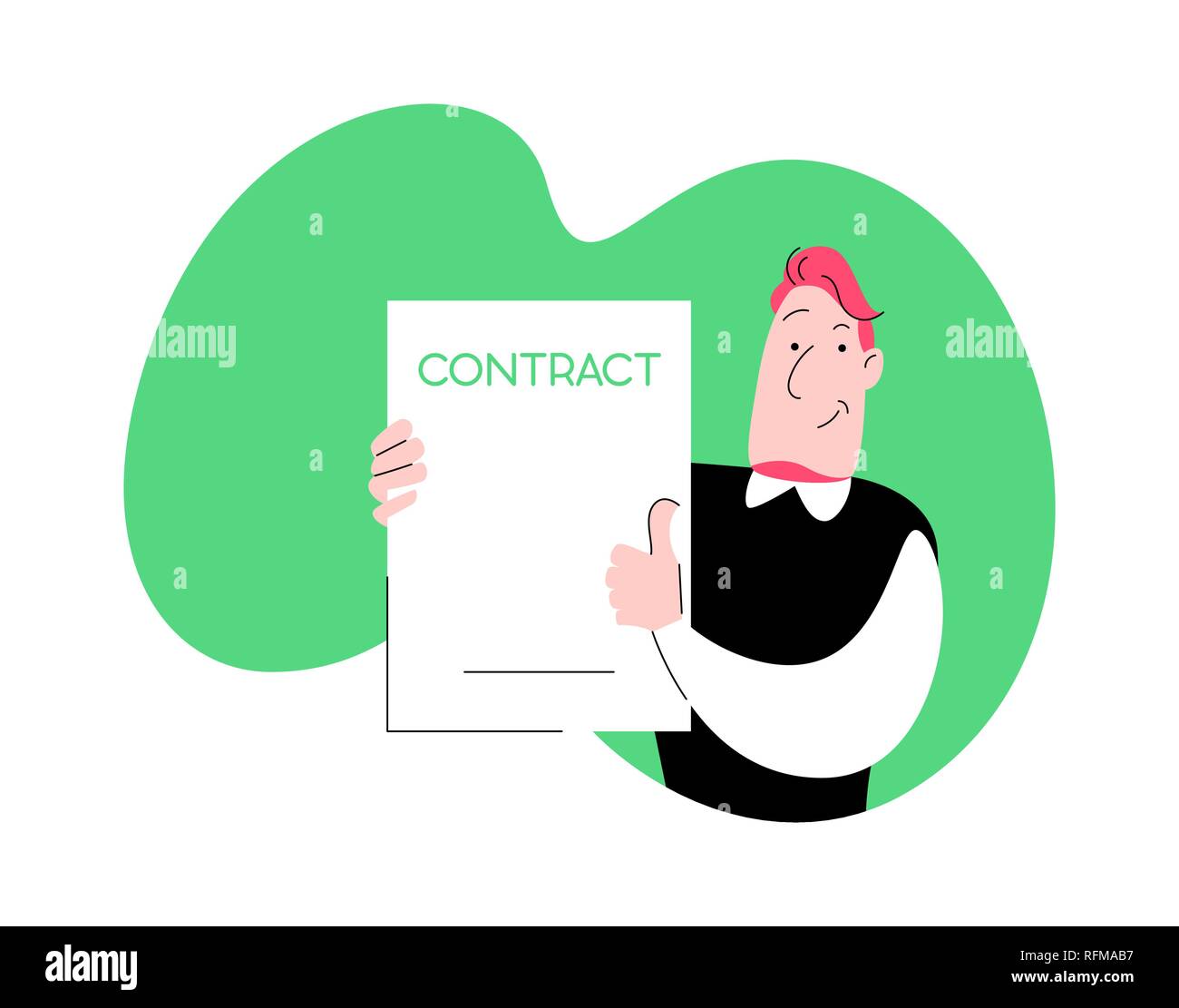 The smiling man with a poster. Vector cartoon cute character from ...