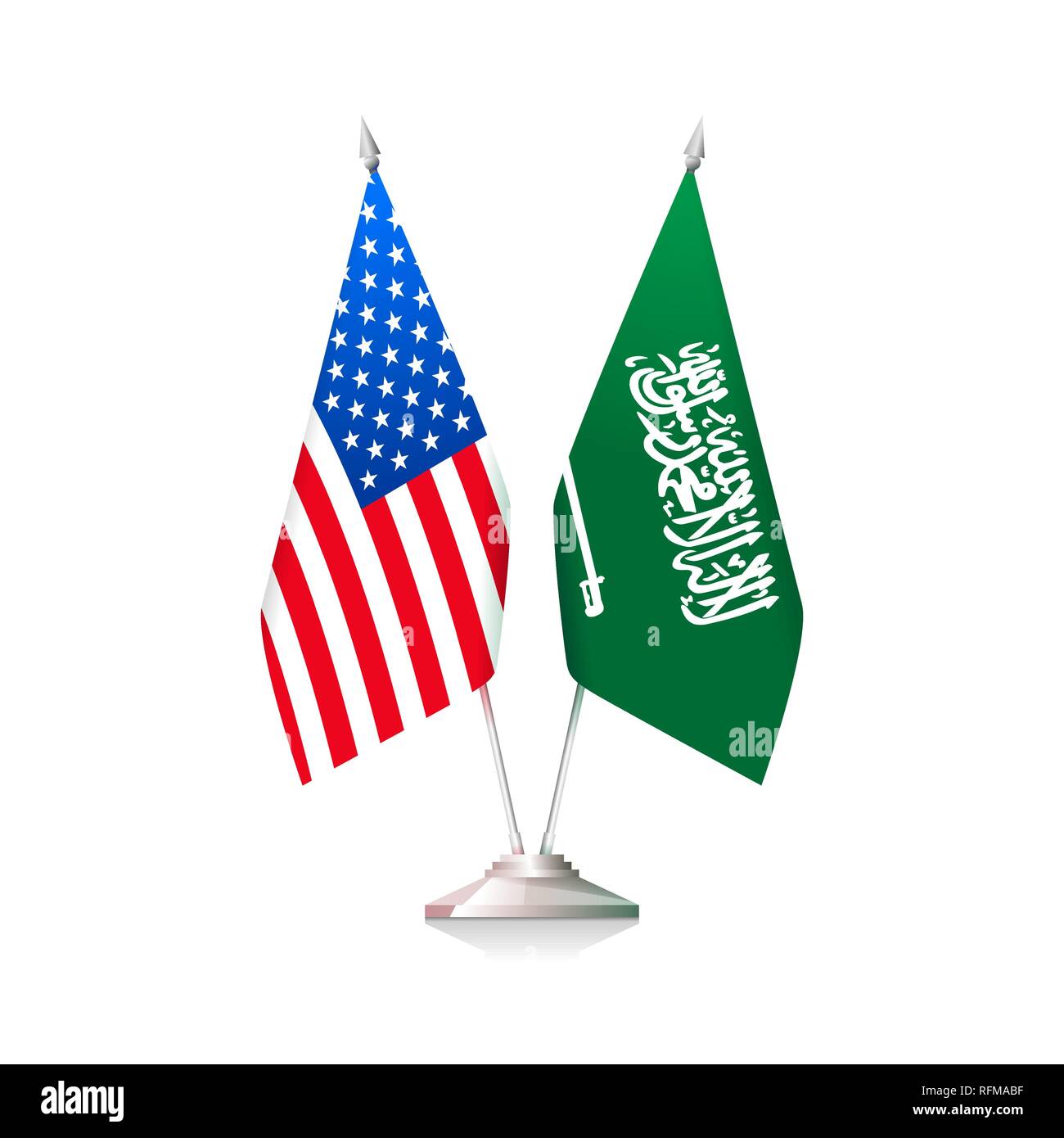 USA and Saudi Arabia flags isolated on white background . Vector ...