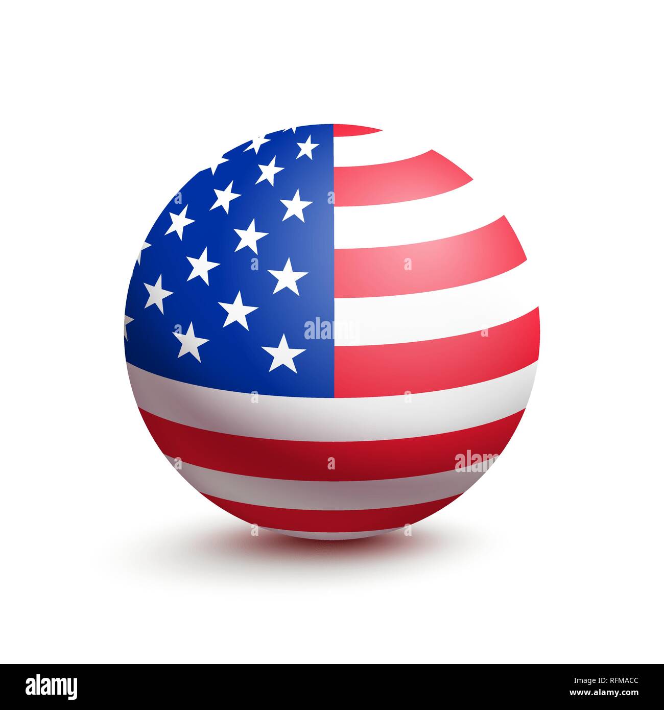 Flag of USA in the form of a ball isolated on white background. Vector ...