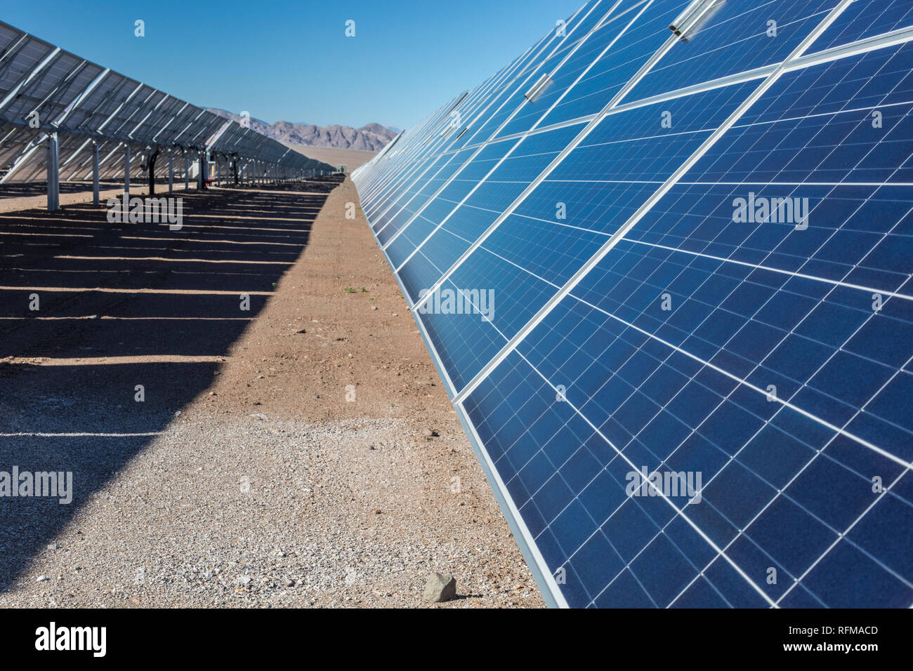Solar Energy Modules with blue cells at Atacama Desert arid environment ...