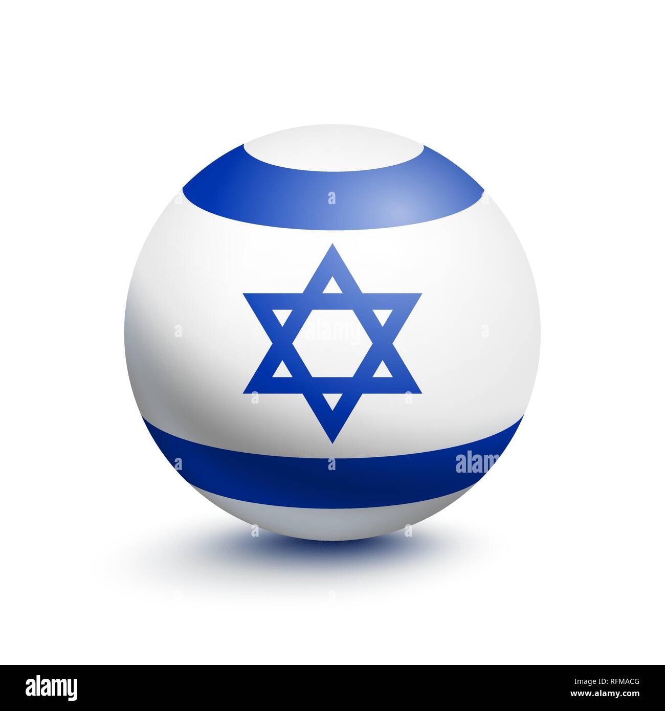 Flag of Israel in the form of a ball isolated on a white background ...