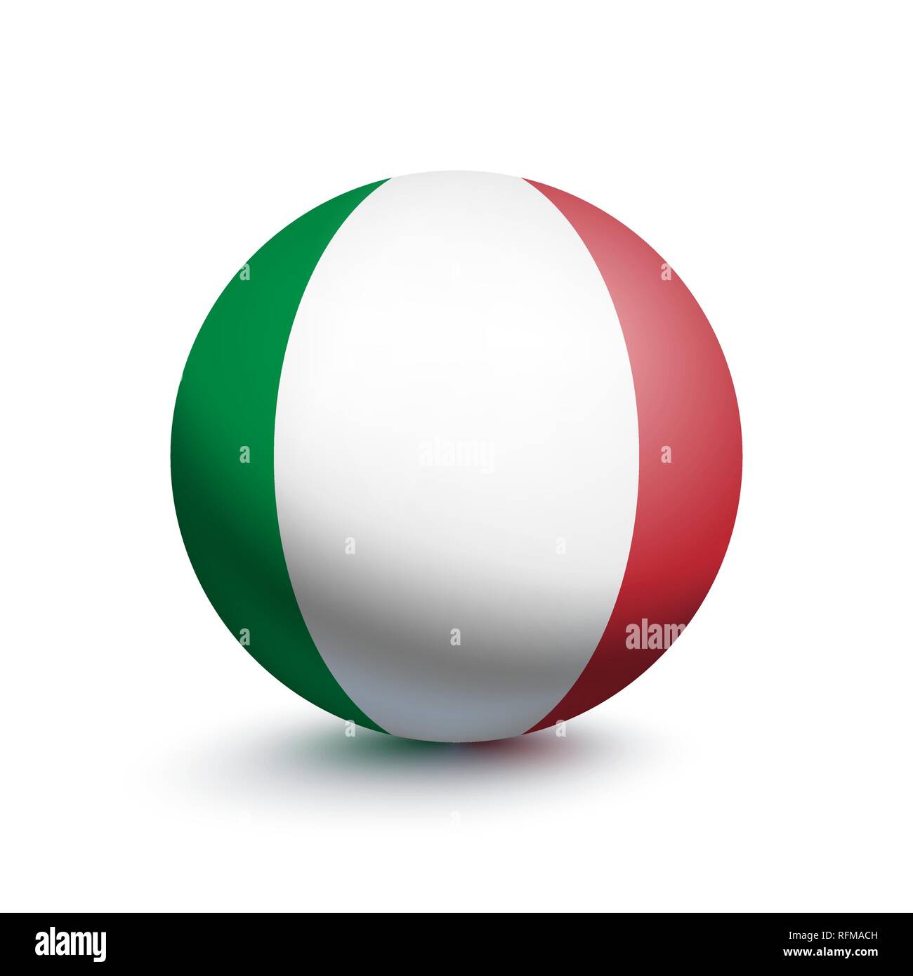 Flag of Italy in the form of a ball isolated on a white background ...