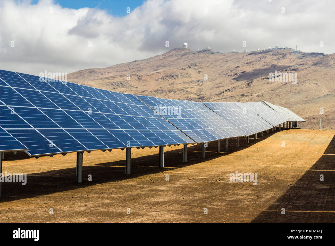 Solar Energy Modules with blue cells at Atacama Desert arid environment ...