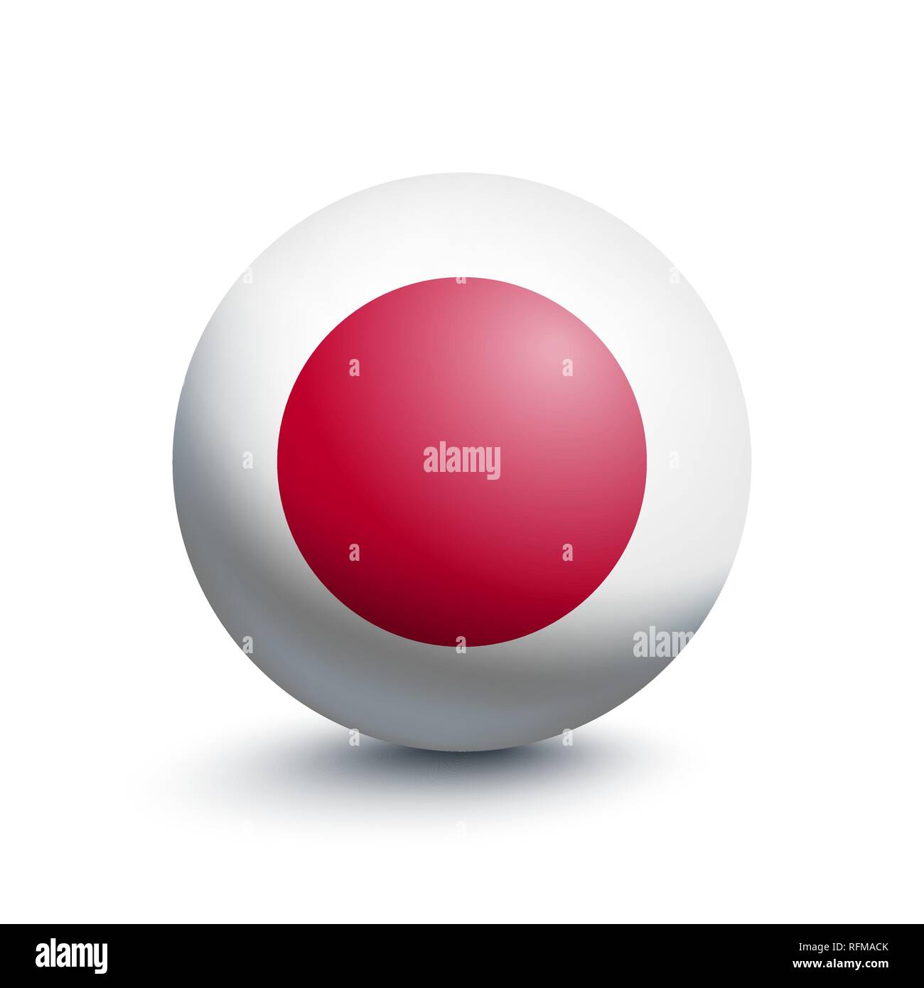 Flag of Japan in the form of a ball isolated on white background ...