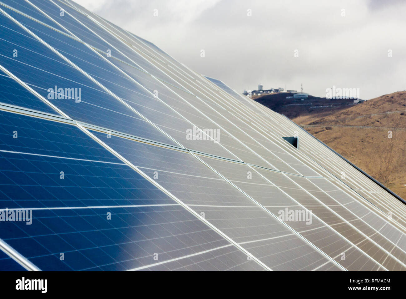 Solar Energy Modules with blue cells at Atacama Desert arid environment ...