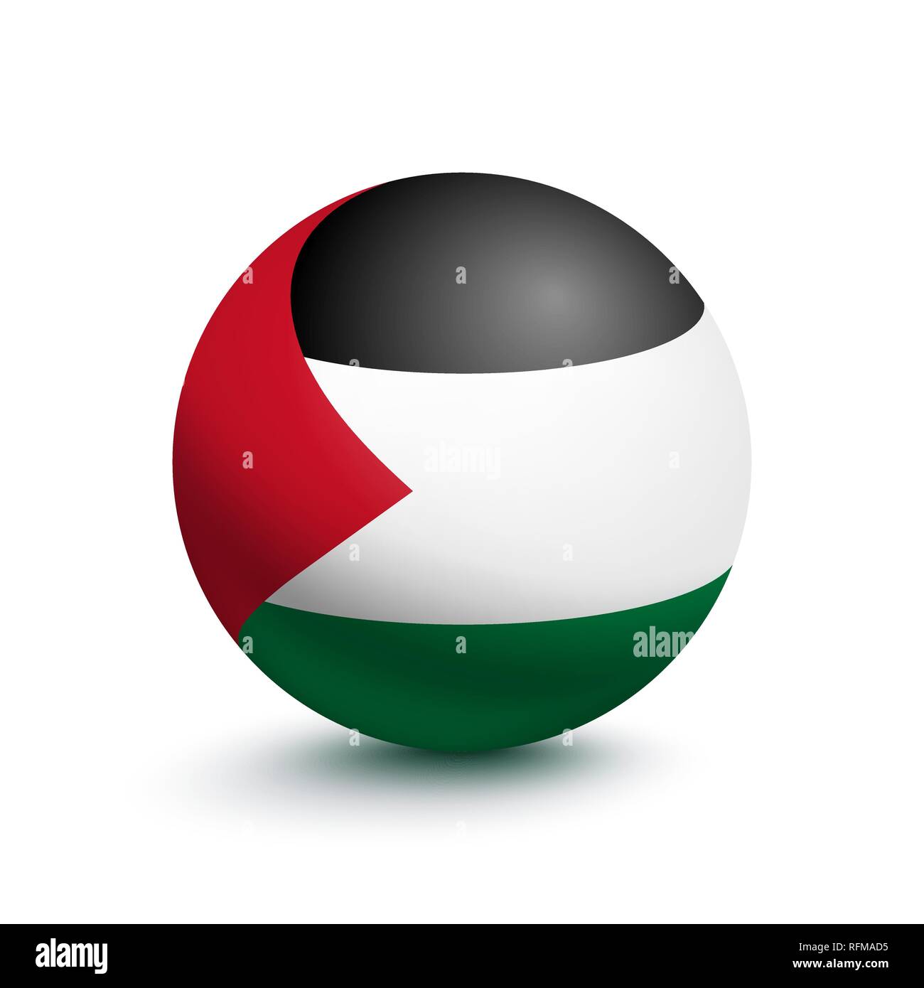 Flag of Palestine in the form of a ball isolated on a white background ...
