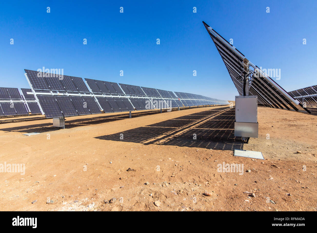 Bifacial solar energy modules at Solar Energy Plant in Atacama Desert ...