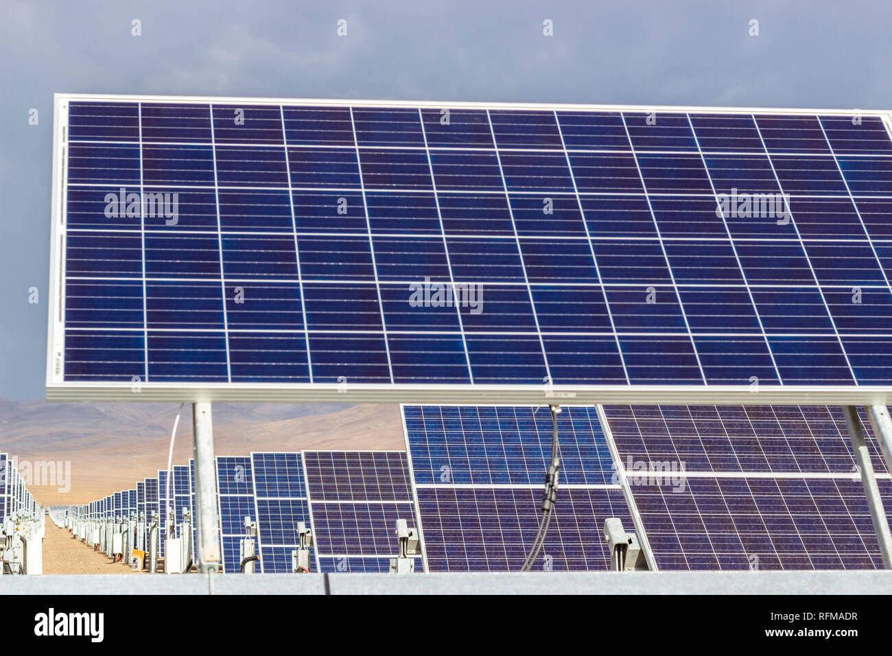 Solar Energy Modules with blue cells at Atacama Desert arid environment ...