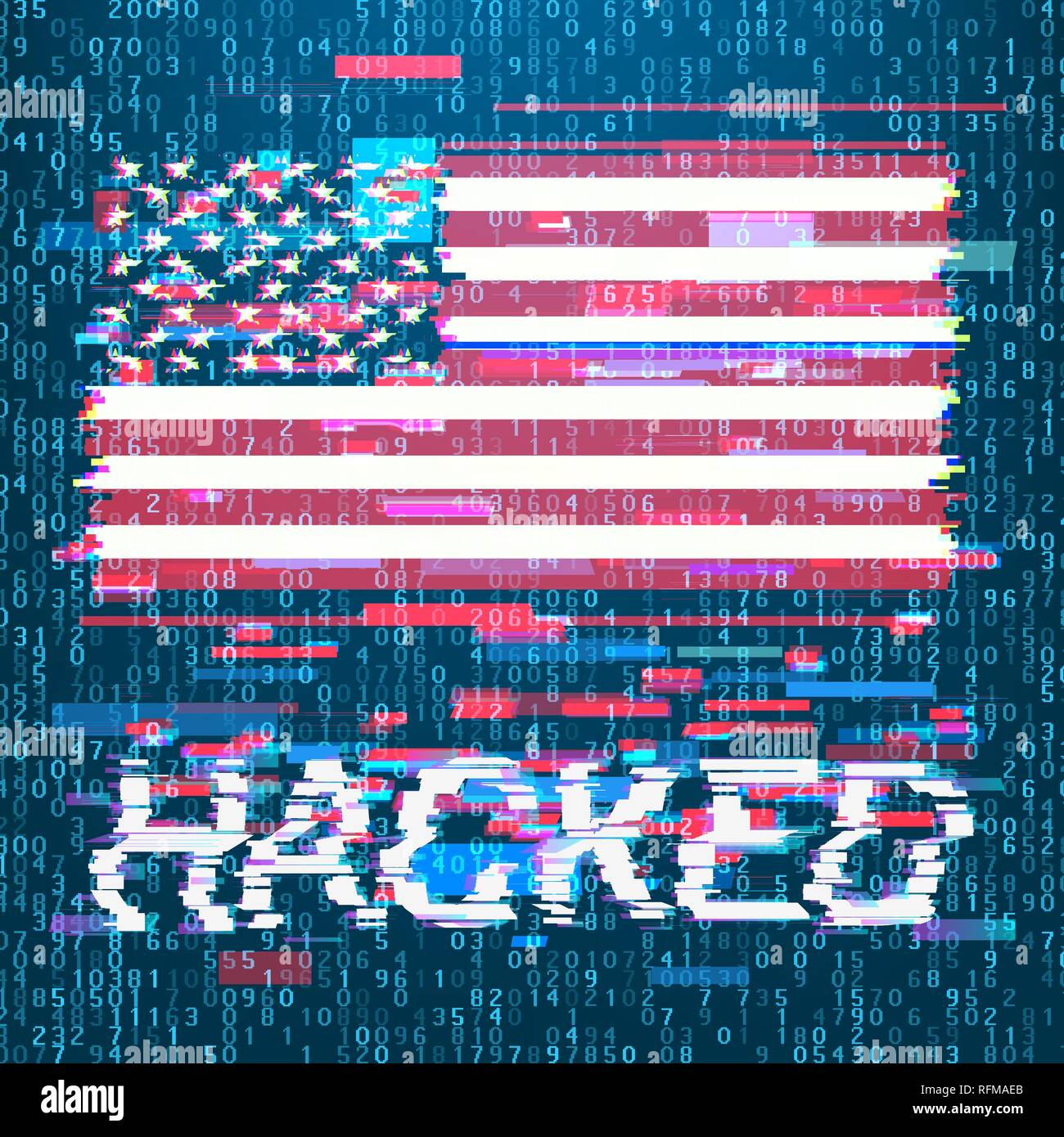 Inscription Hacker against the background of the American flag in style ...