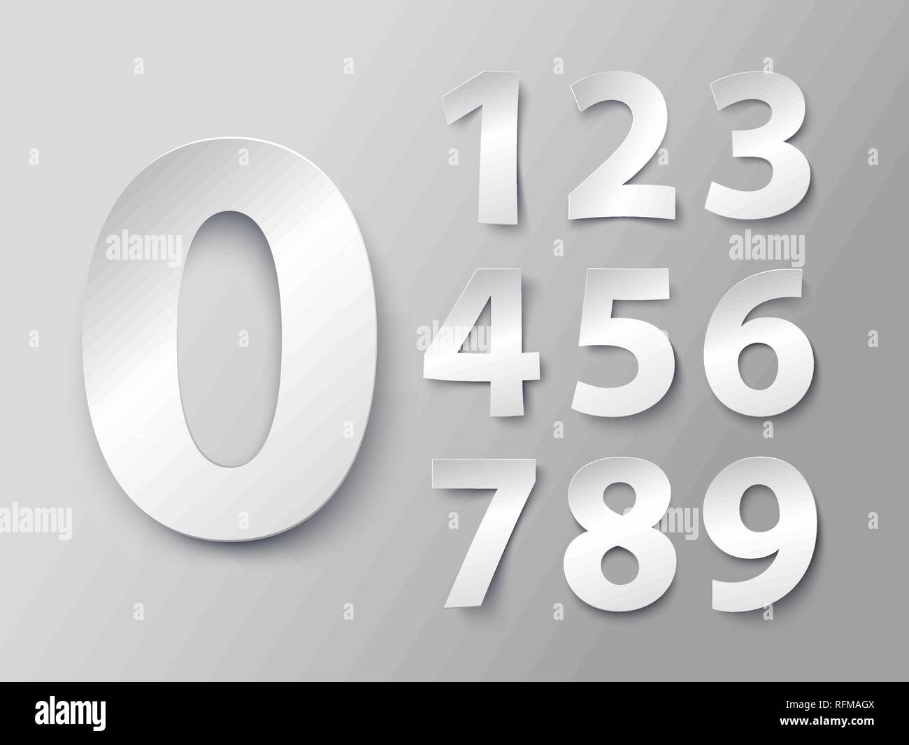 Set of numbers in paper style. Vector illustration with a realistic ...