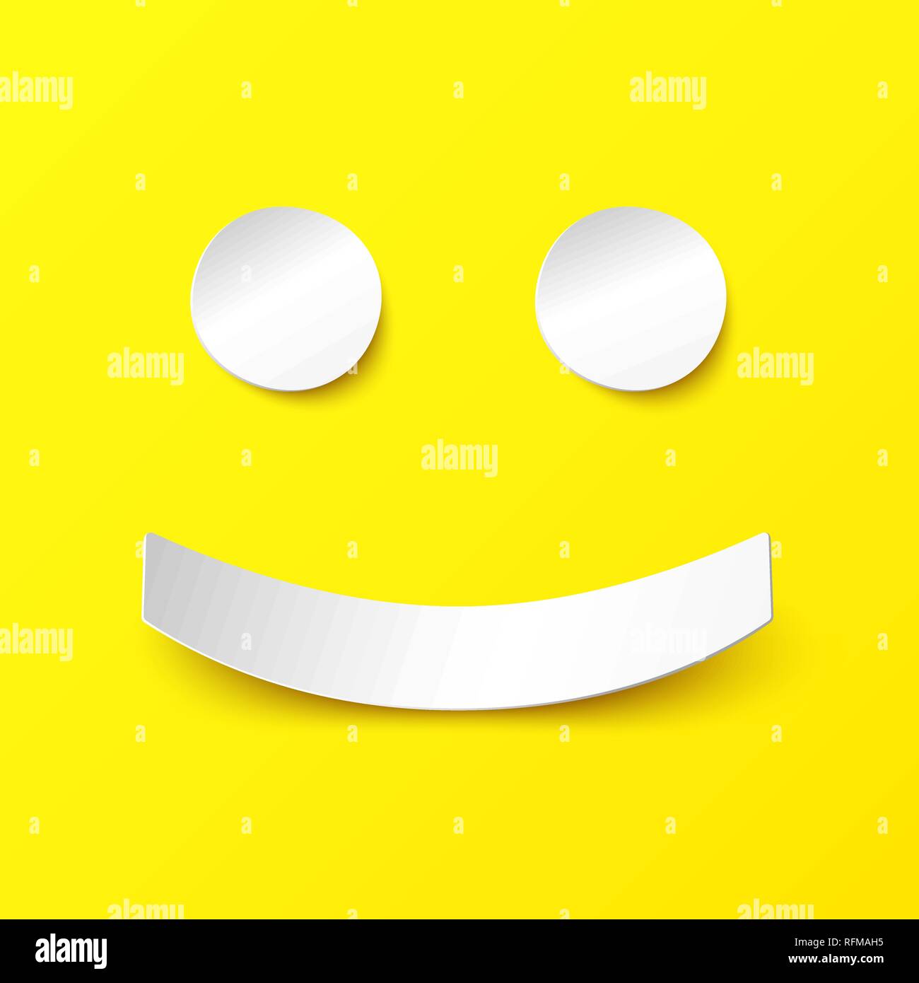 White paper smile. Illustration in paper style with a realistic shadow ...
