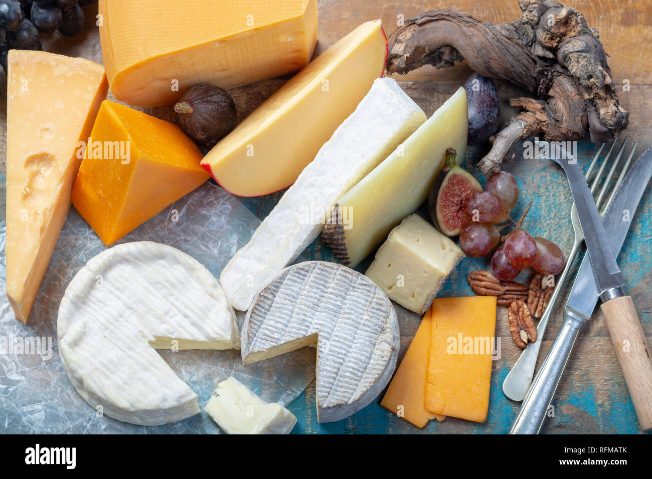 Famous European cheeses in assortment, Dutch red ball Edam and old ...