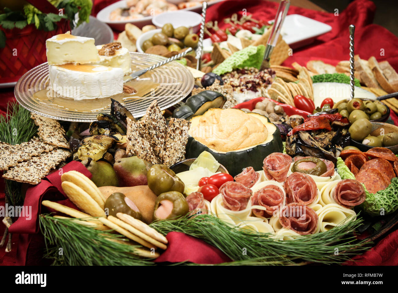 Professionally catered meat, fruits, dips, olives, cheese and crackers ...