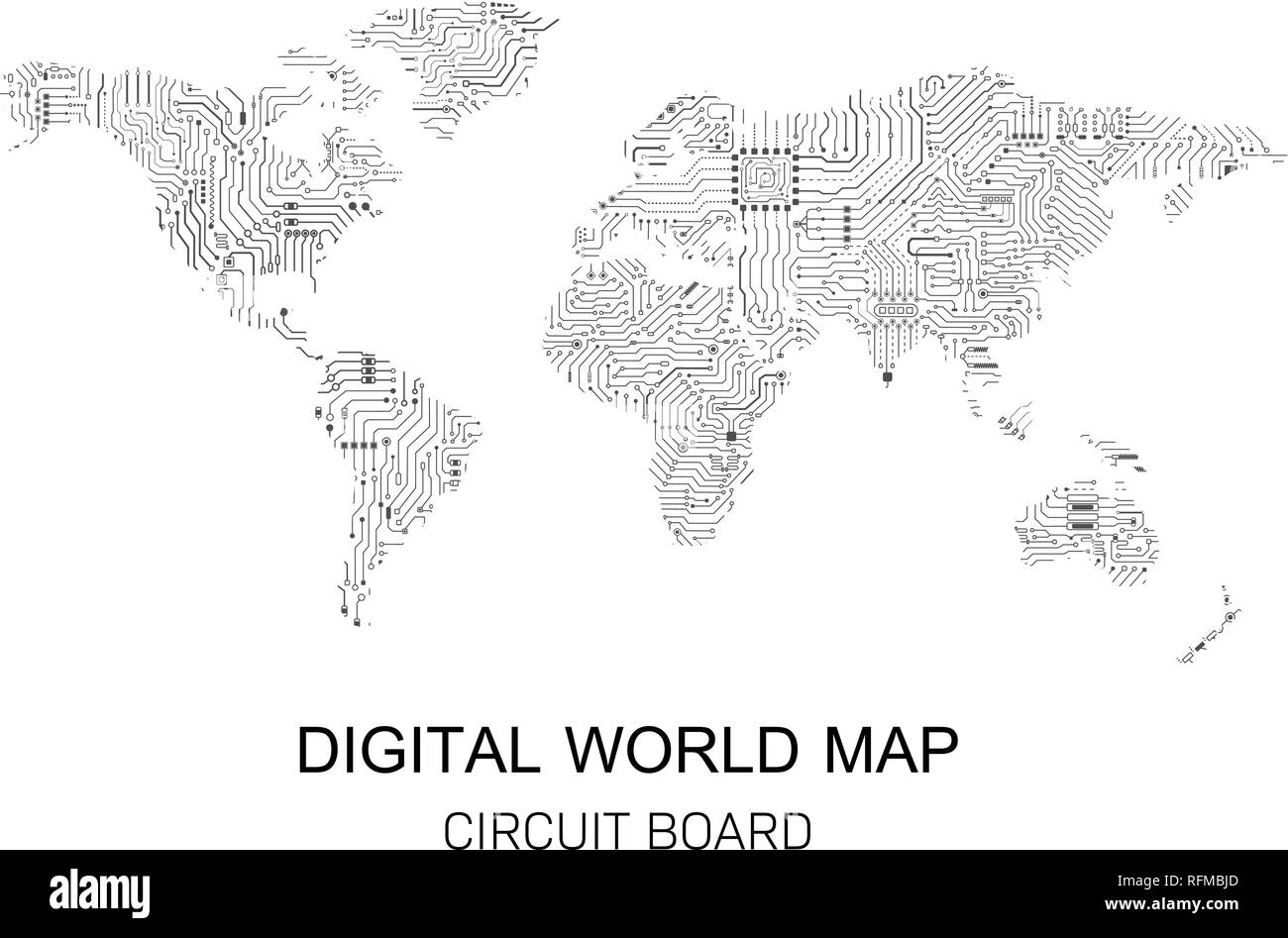 Globe circuit board Black and White Stock Photos & Images - Alamy