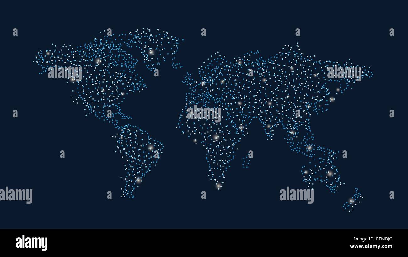 World map or global cartography with dot pattern vector illustration ...
