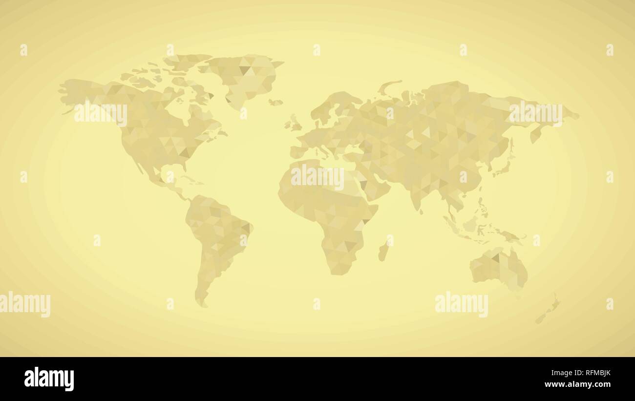 Golden polygonal world map or global cartography vector illustration ...