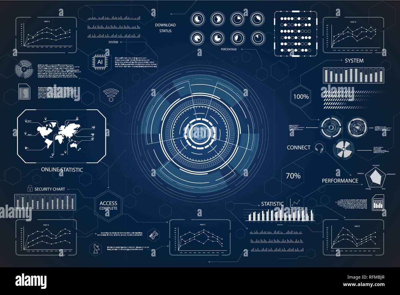 hud interface or technology graphic display on blue background vector ...
