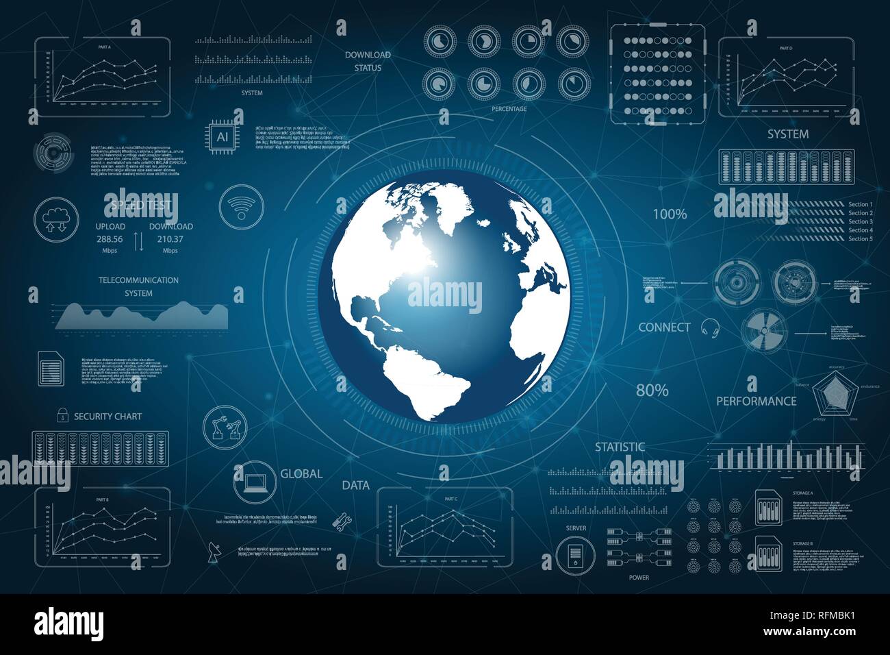 hud interface or technology graphic display on blue background vector ...