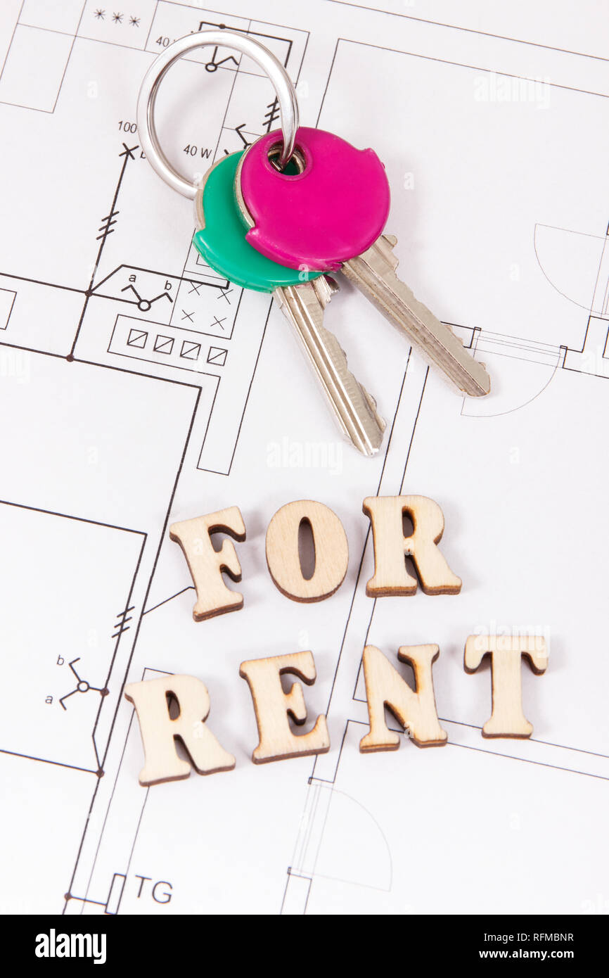 Inscription for rent and home keys on electrical construction diagrams ...