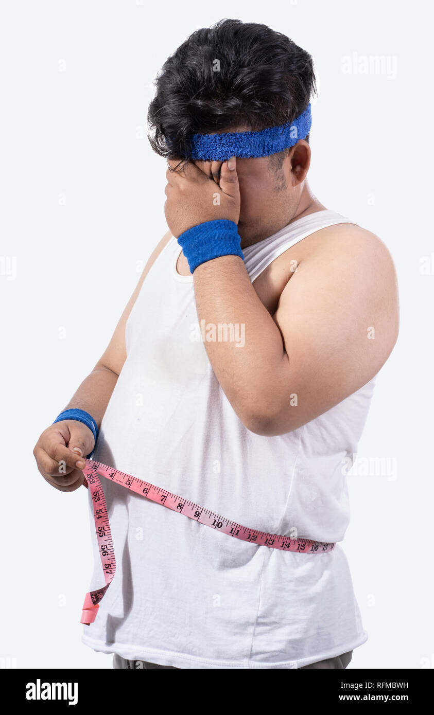 portrait of fat young man stress Stock Photo - Alamy