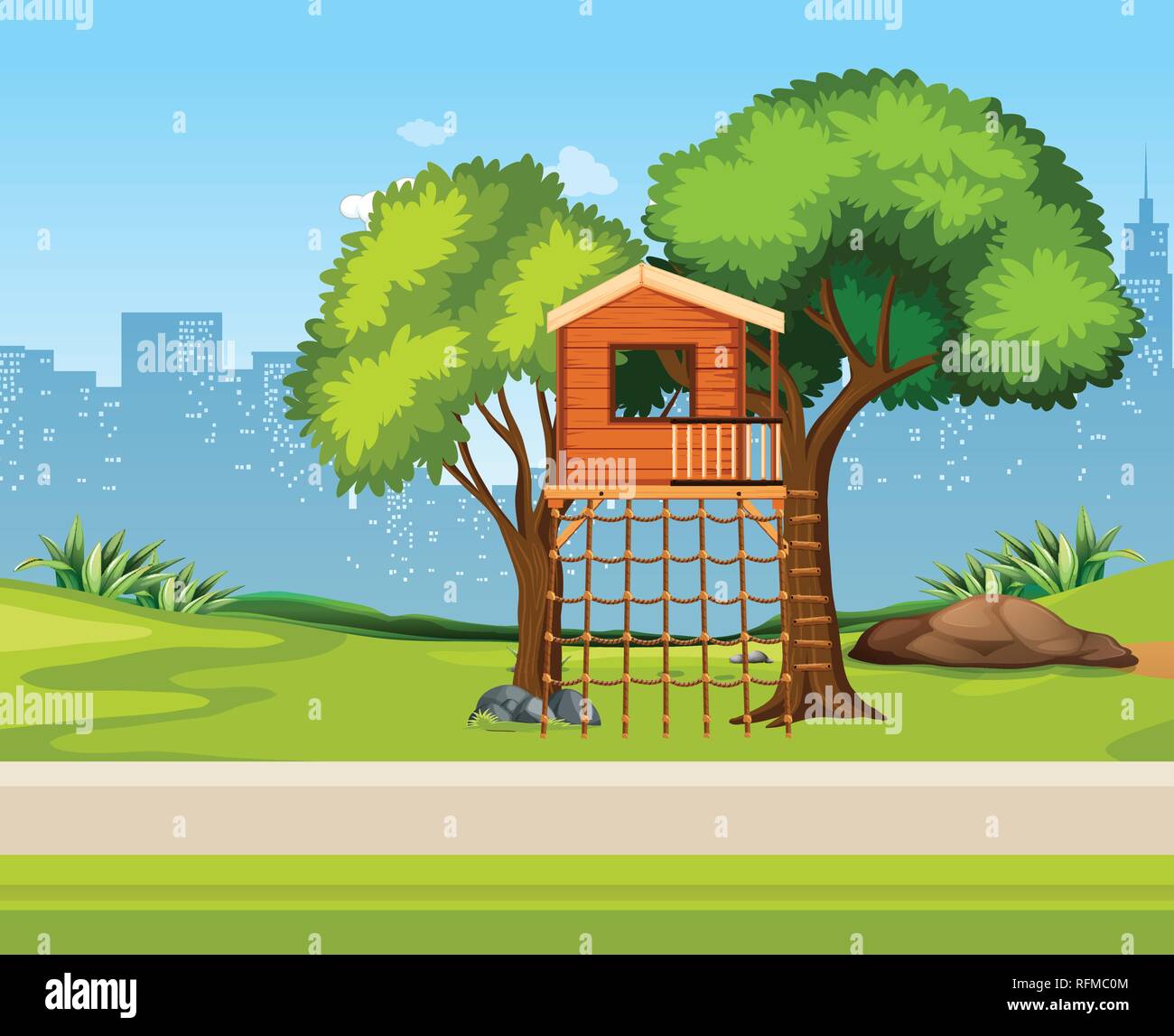 A tree house in nature illustration Stock Vector Image & Art - Alamy