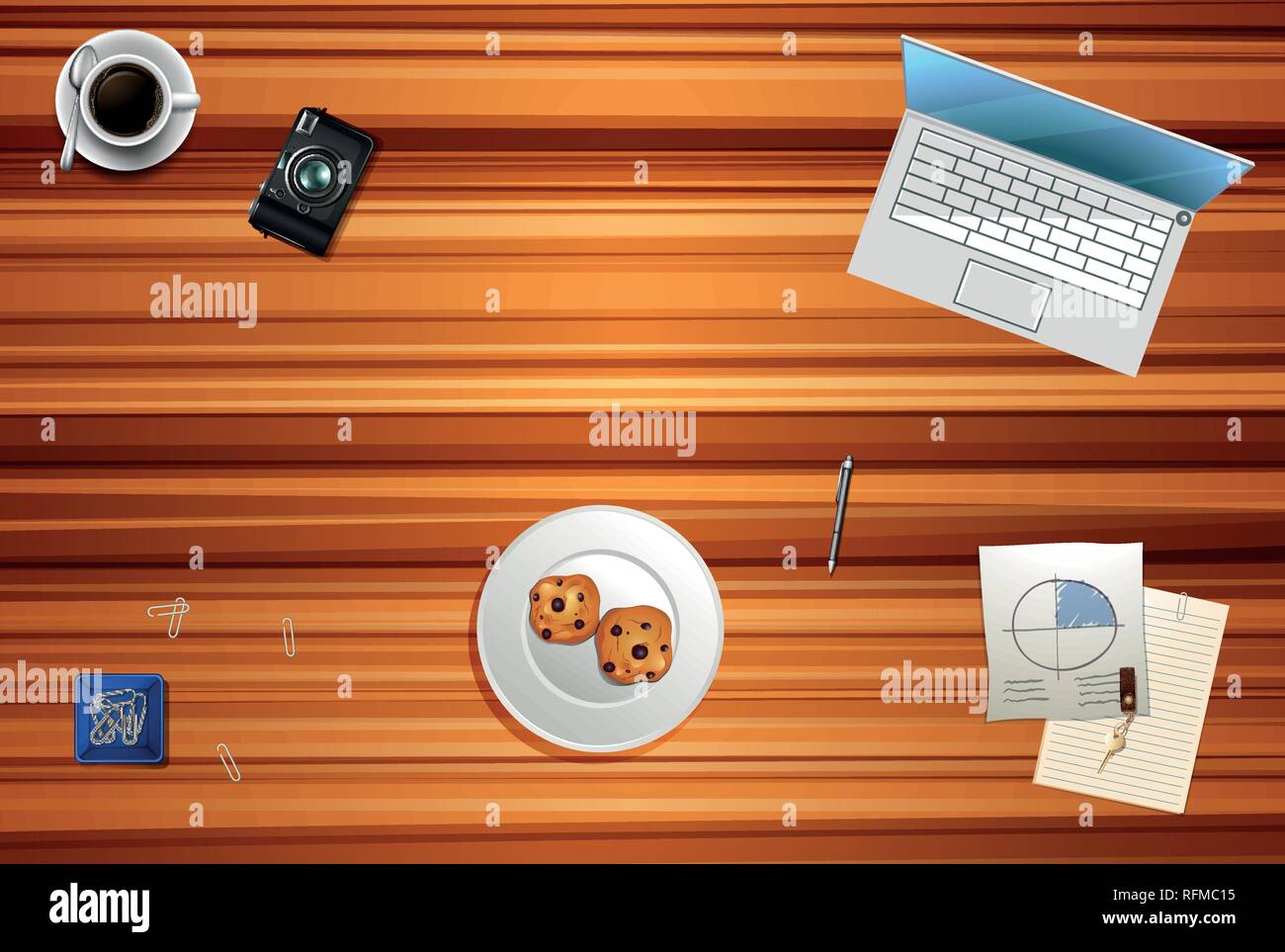 Top view of working table illustration Stock Vector Image & Art - Alamy