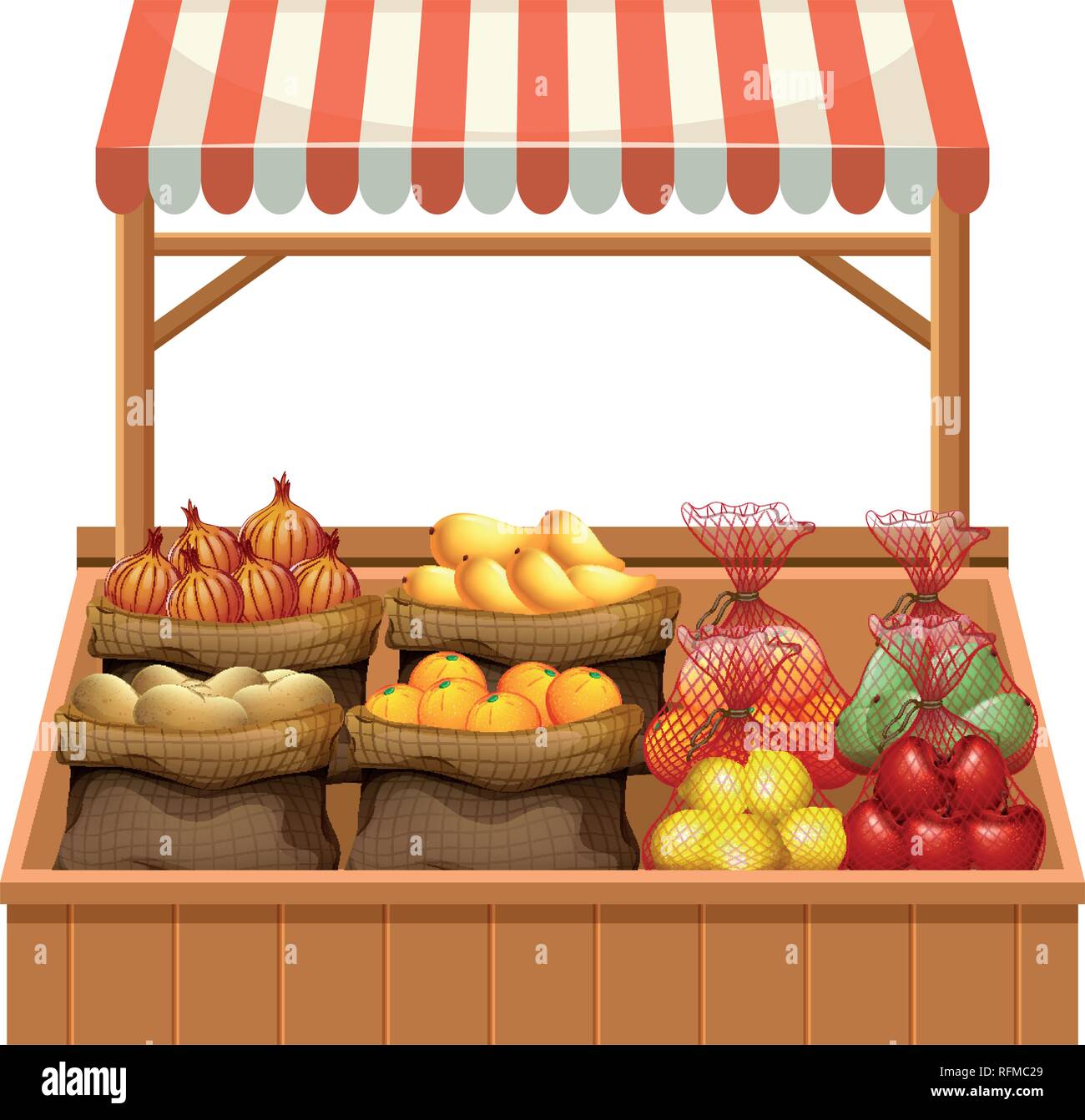 Isolated fresh vegetable stall illustration Stock Vector Image & Art ...