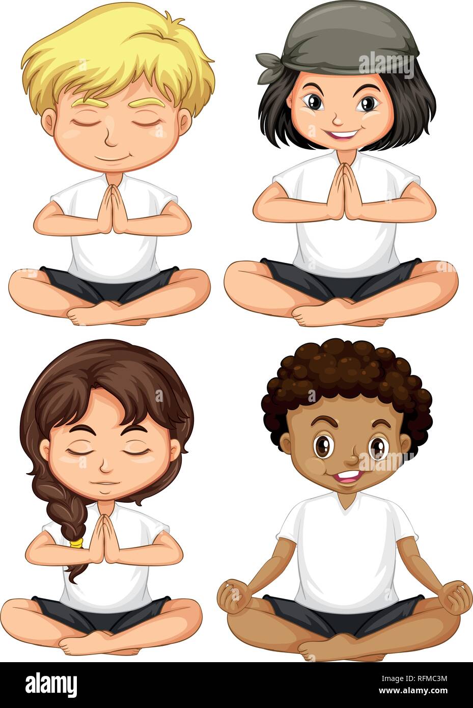 Set of children meditate illustration Stock Vector Image & Art - Alamy