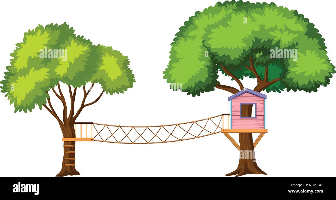 Isolated tree house on white background illustration Stock Vector Image ...